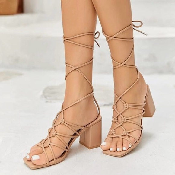 Laicigo | Shoes | New Laicigo Lace Up Ankle Wrap Block Heel Shoes ...